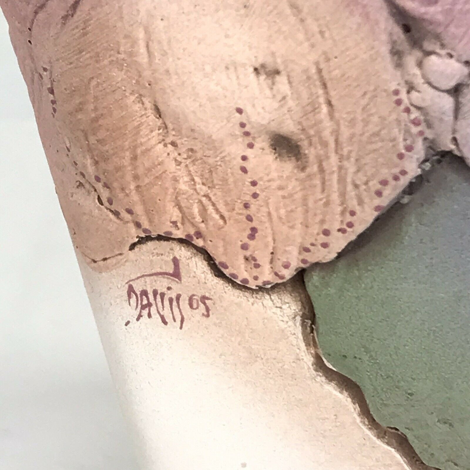 John Davis Pottery Ceramic Vase 12" Sculpted Inlaid Floral Bouquet With ...