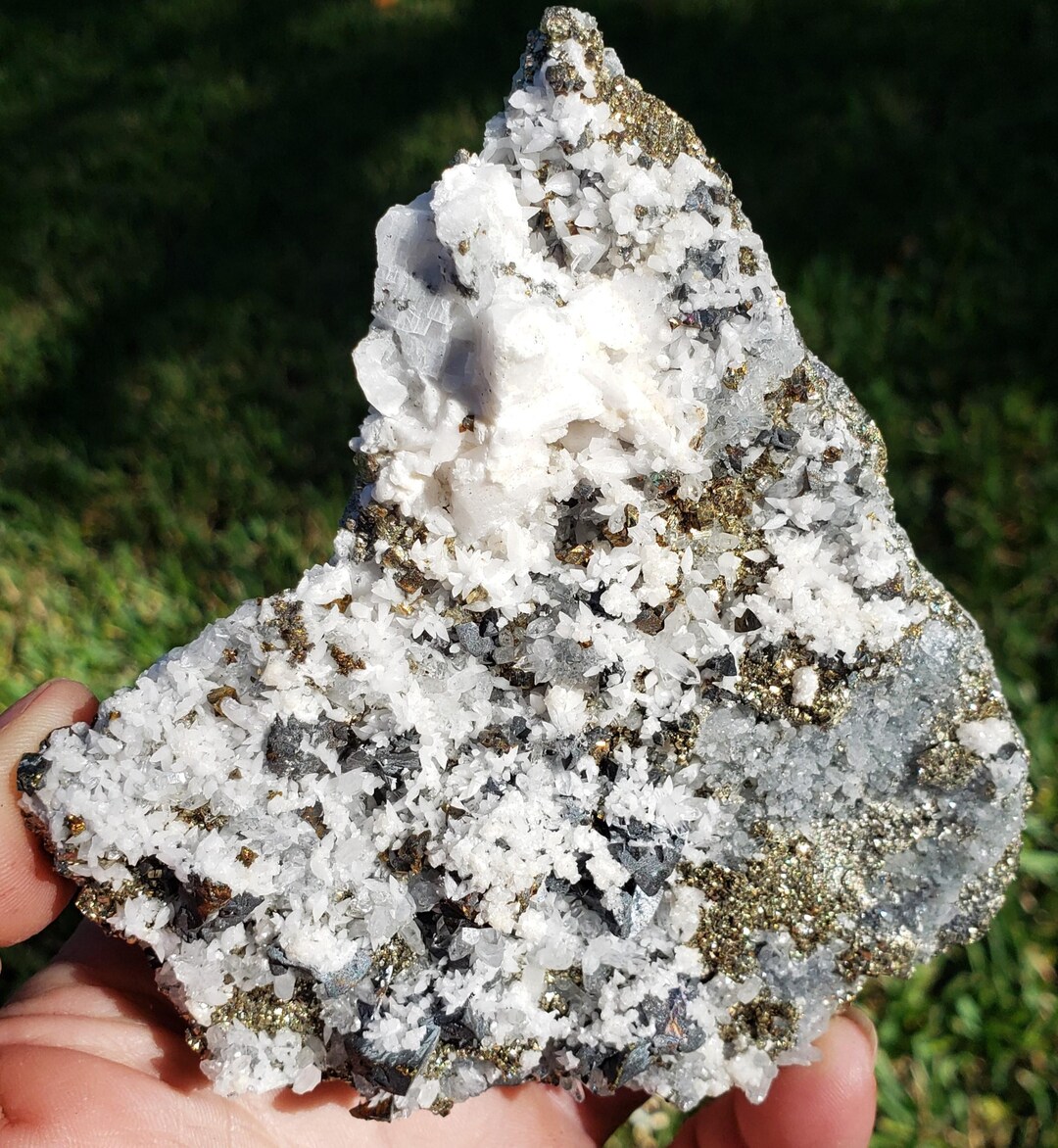 DISCOUNTED: 4.5 In. White Dogtooth Calcite, Quartz, Arsenopyrite ...