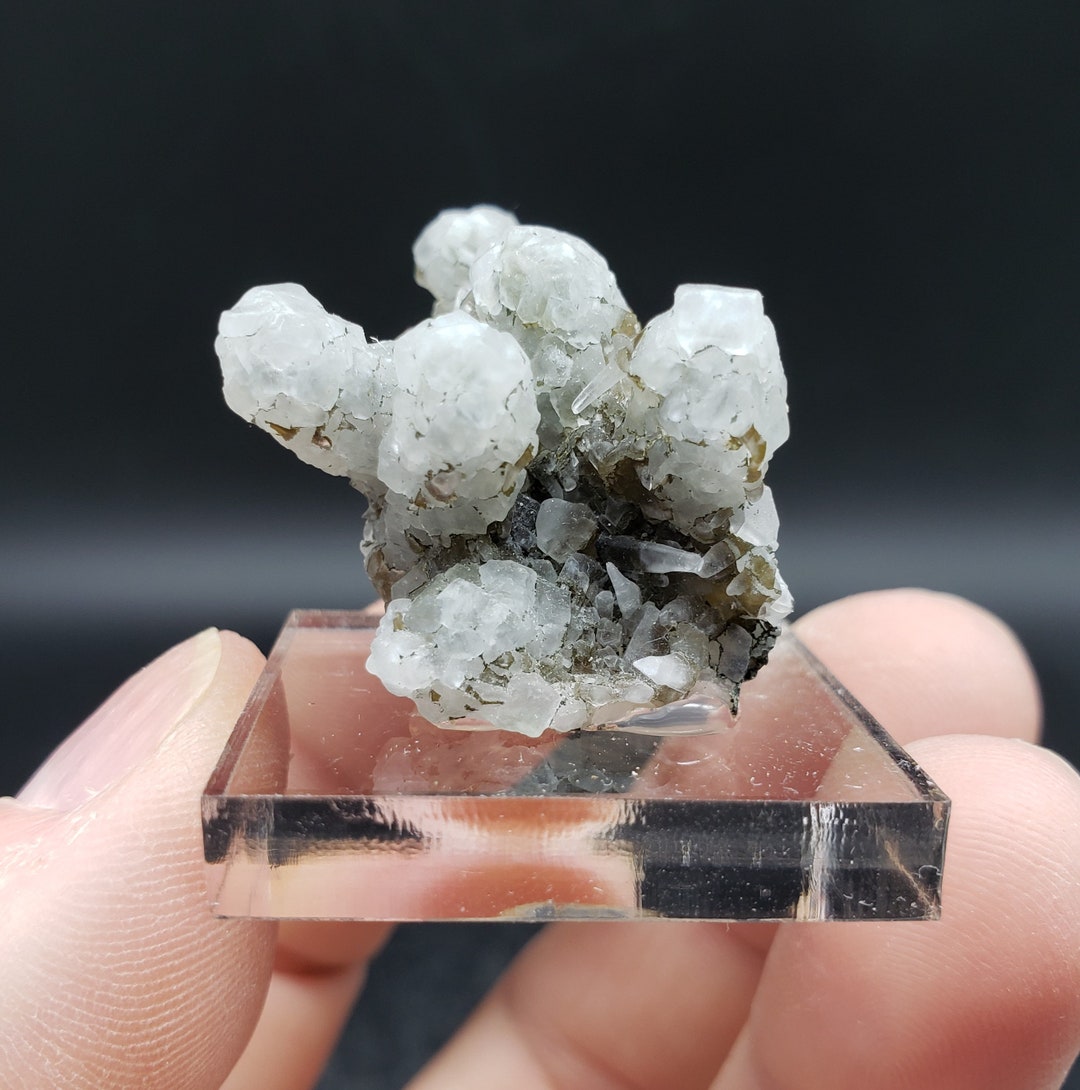 Columns of Stacked White Calcite With Calcite Spears and Clear Quartz ...