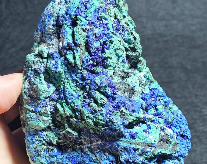 4.8 Inches Brilliant Blue Azurite Mounds and Green Malachite Mineral ...