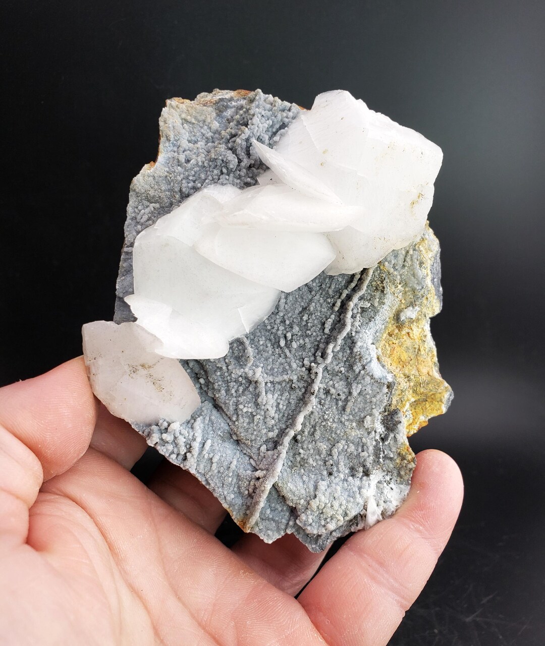 Bladed Calcite Crystal Cluster on Chalcedony With Chalcopyrite - Fujian ...