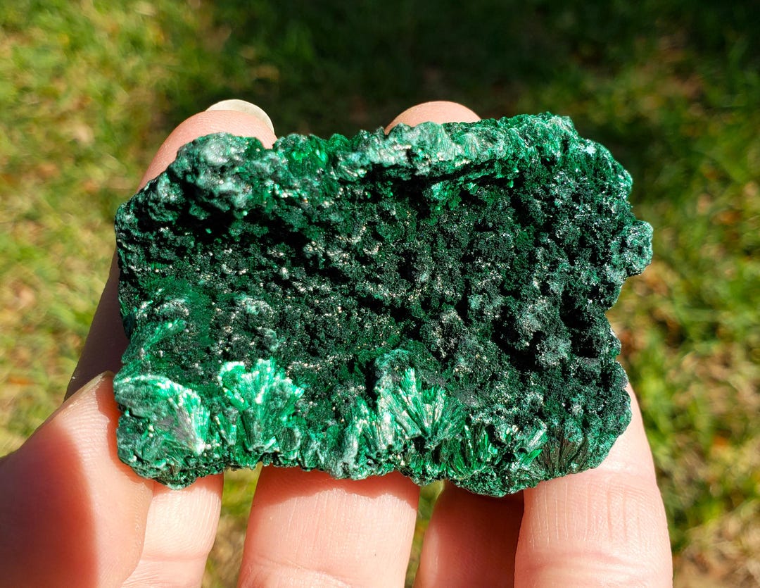 Top Grade Fibrous Dark Green Malachite Double Sided Cluster With Rich ...