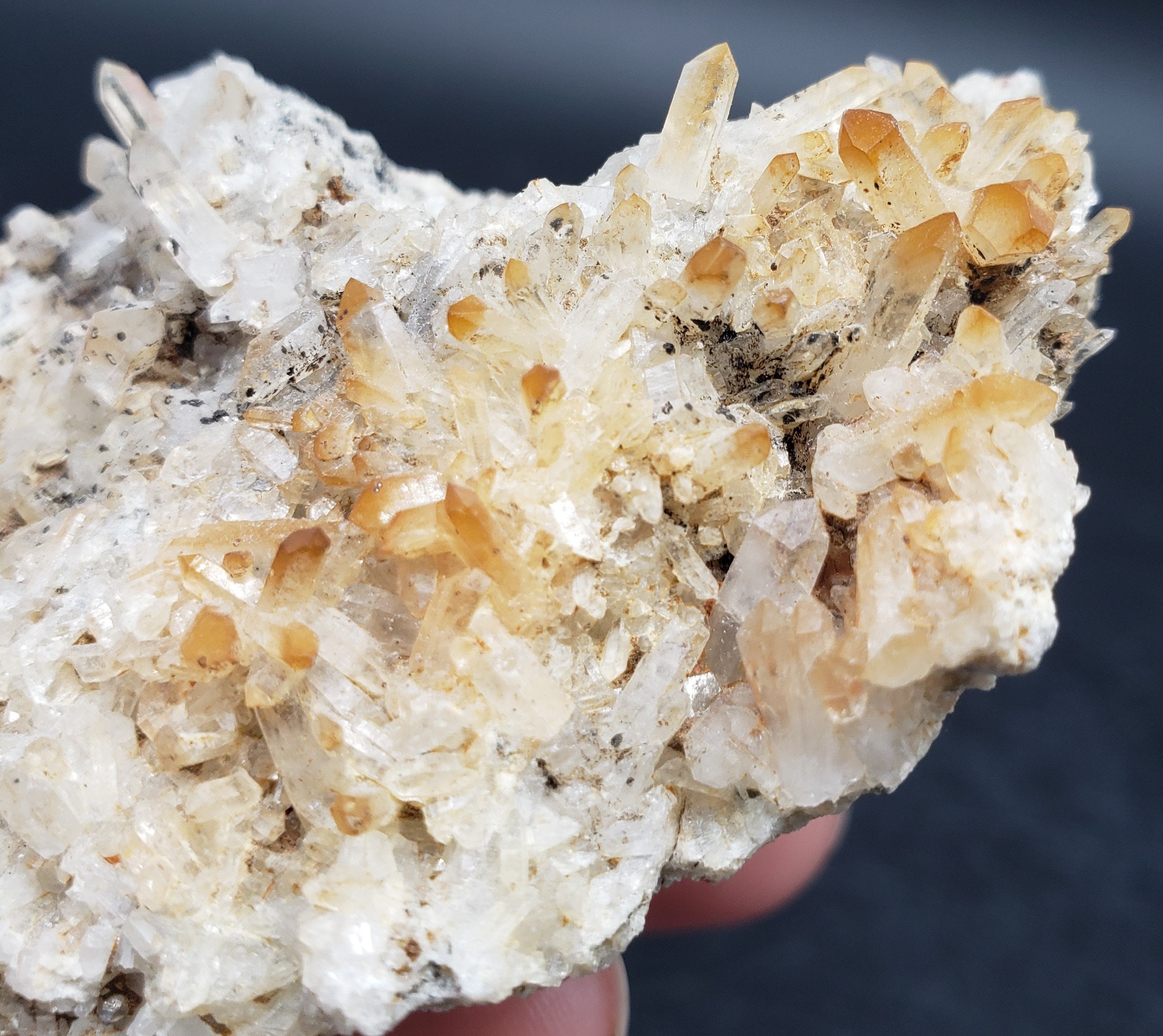 Home Décor Orange Tipped Needle Quartz Crystals with Black Hematite on ...