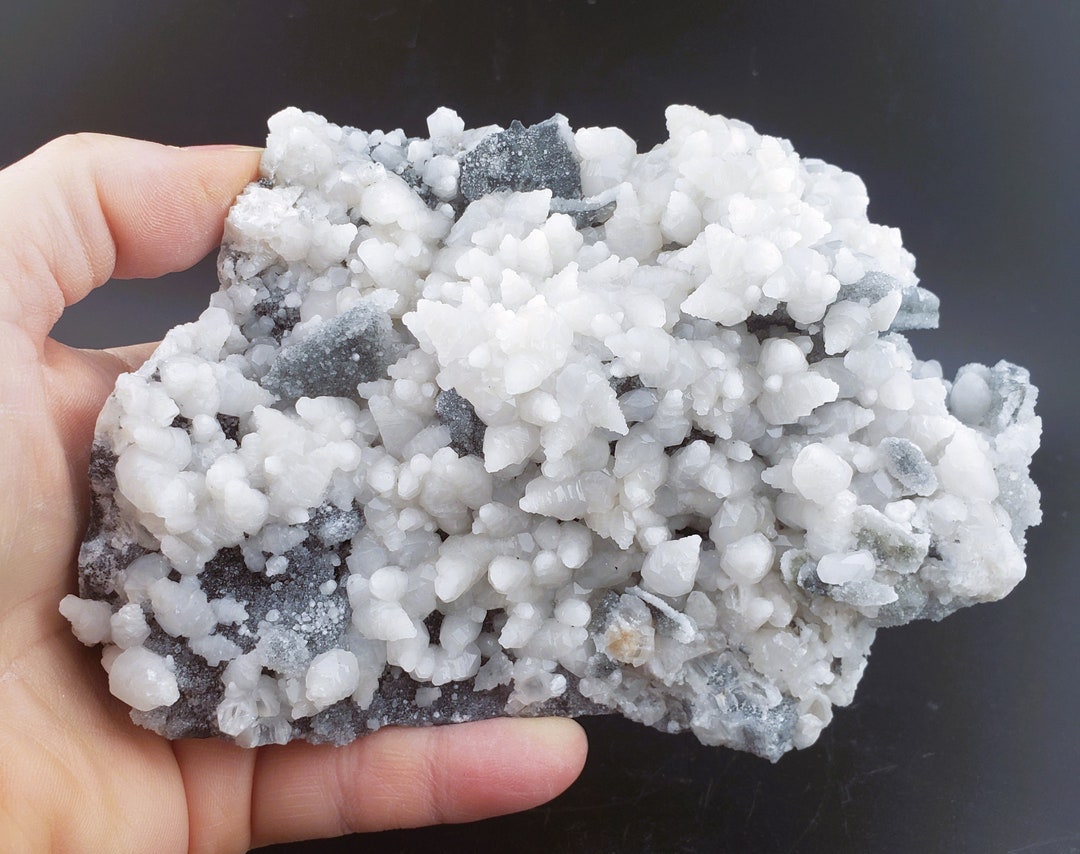 5.4 In. Tall Bright White Stacked Dogtooth Calcite Crystal Cluster Over ...