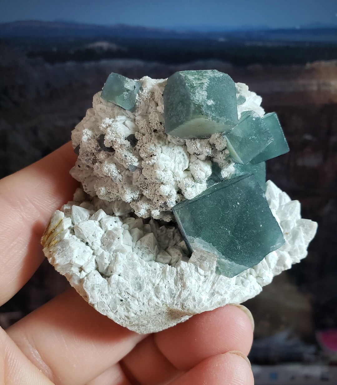 Morandi Green Octahedral Cubic Fluorite With White Quartz Crystal ...