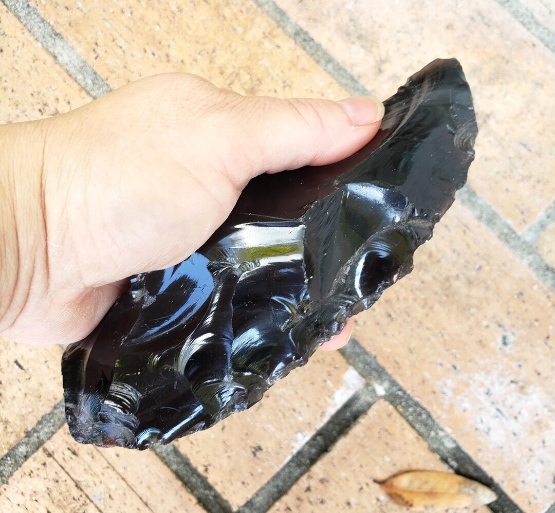 Hand Knapped Black Obsidian Native American Hand Tool Found in Western ...
