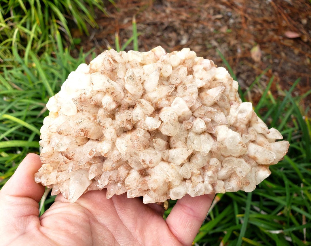 Dogtooth Calcite Crystal Cluster With Red Hematite & Chalcopyrite, UV ...