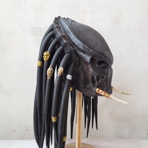 Tracker Predator Movie Black Hair Natural Rubber Helmet Mask Prop ...