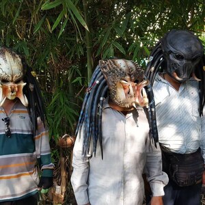 Tracker Predator Movie Black Hair Natural Rubber Helmet Mask Prop ...