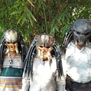 Tracker Predator Movie Black Hair Natural Rubber Helmet Mask Prop ...