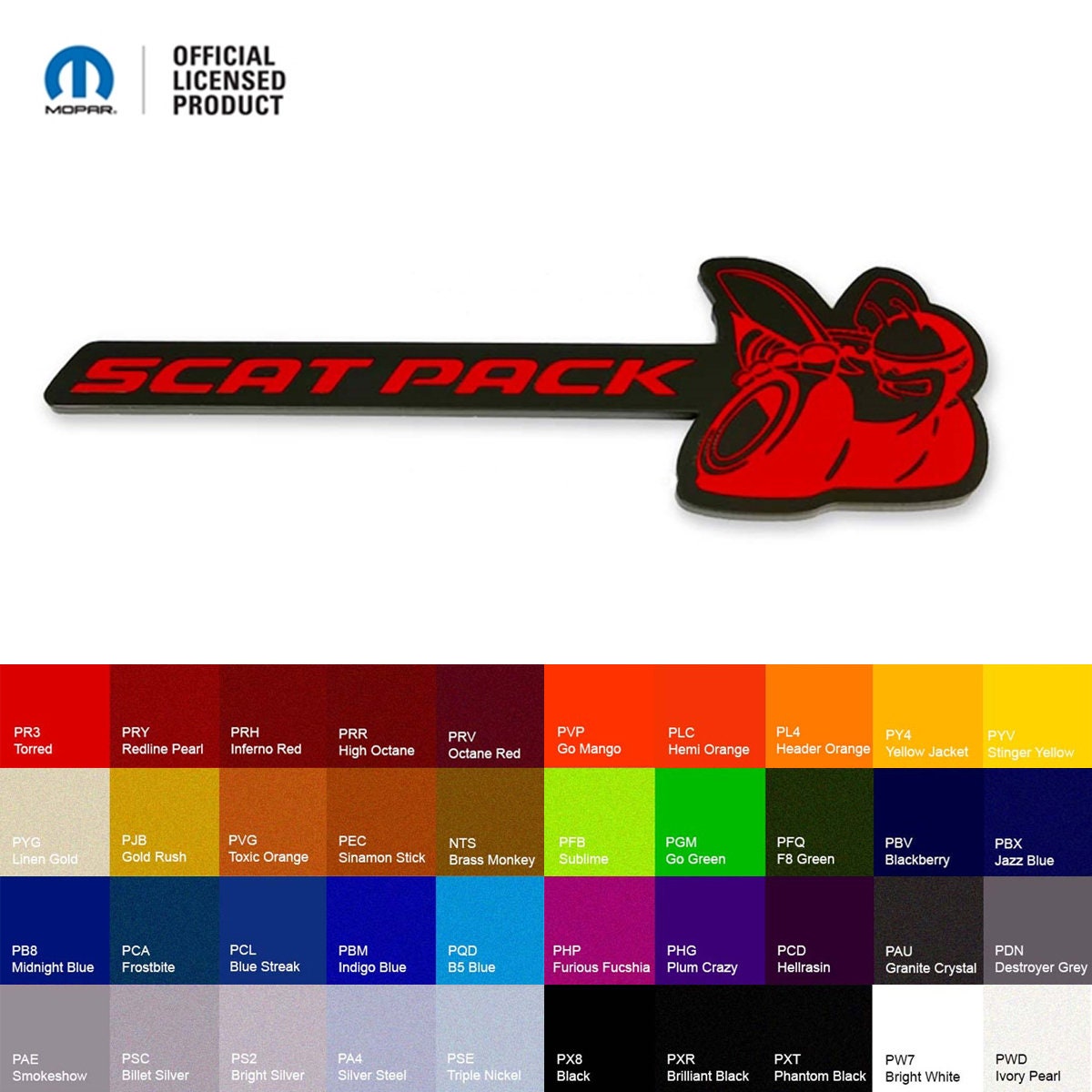 Mopar Licensed Scat Pack Bee Acrylic Trunk Rear Spoiler Badge in Custom ...