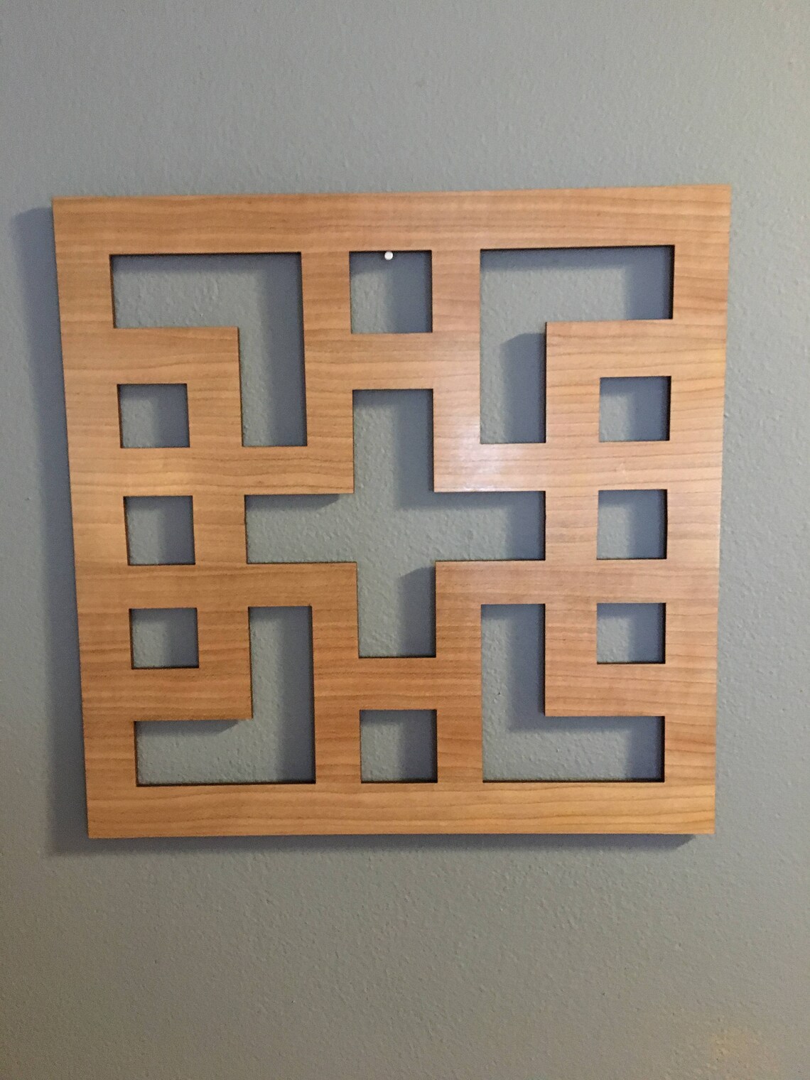 Square design Fretwork wall hanging Wooden squares Wall | Etsy