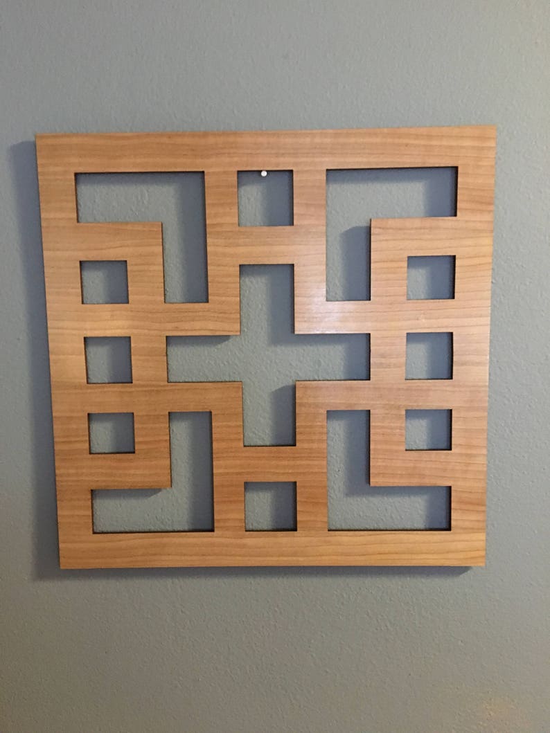 Square design Fretwork wall hanging Wooden squares Wall | Etsy