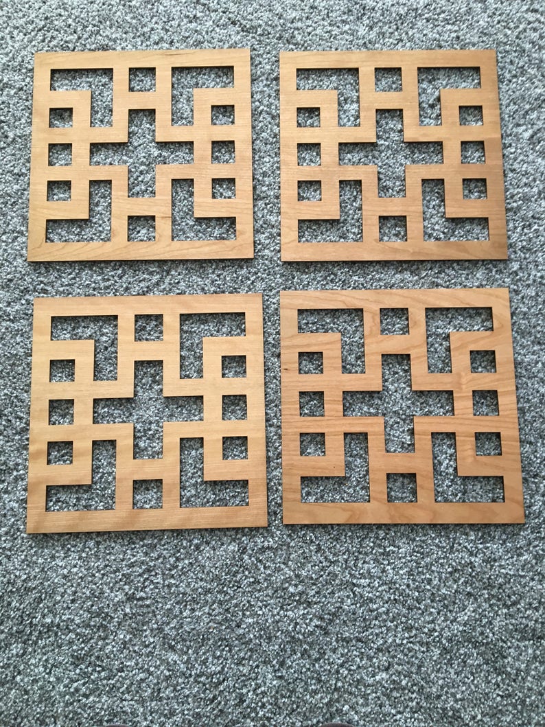 Square Design Fretwork Wall Hanging Wooden Squares Wall - Etsy