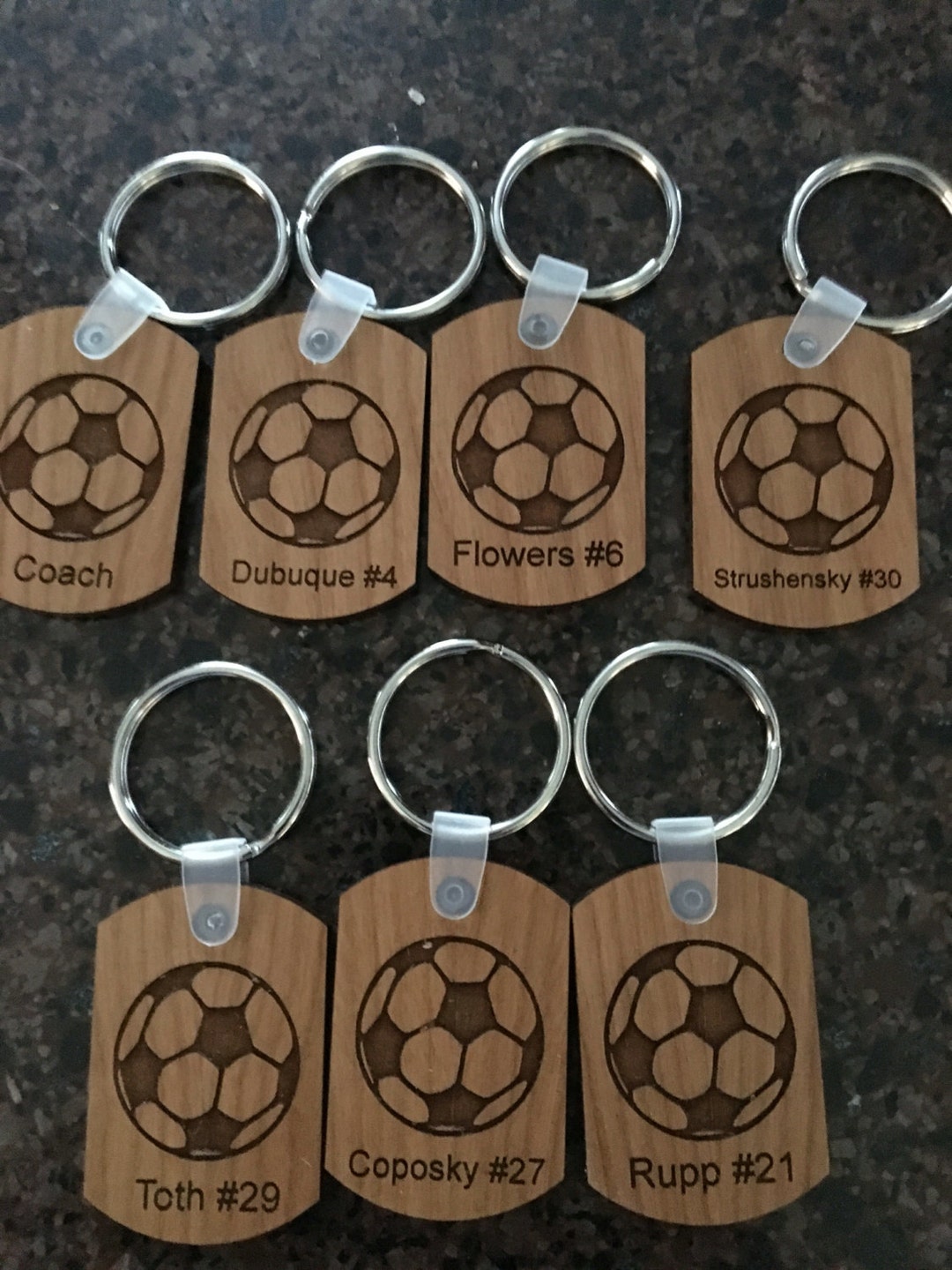 7 Soccer Key Chain Laser Engraved - Etsy