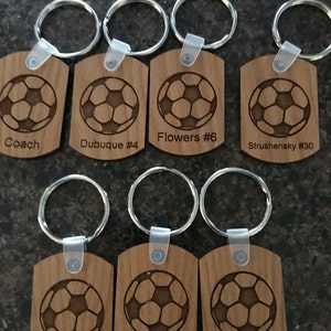 7 Soccer Key Chain Laser Engraved - Etsy