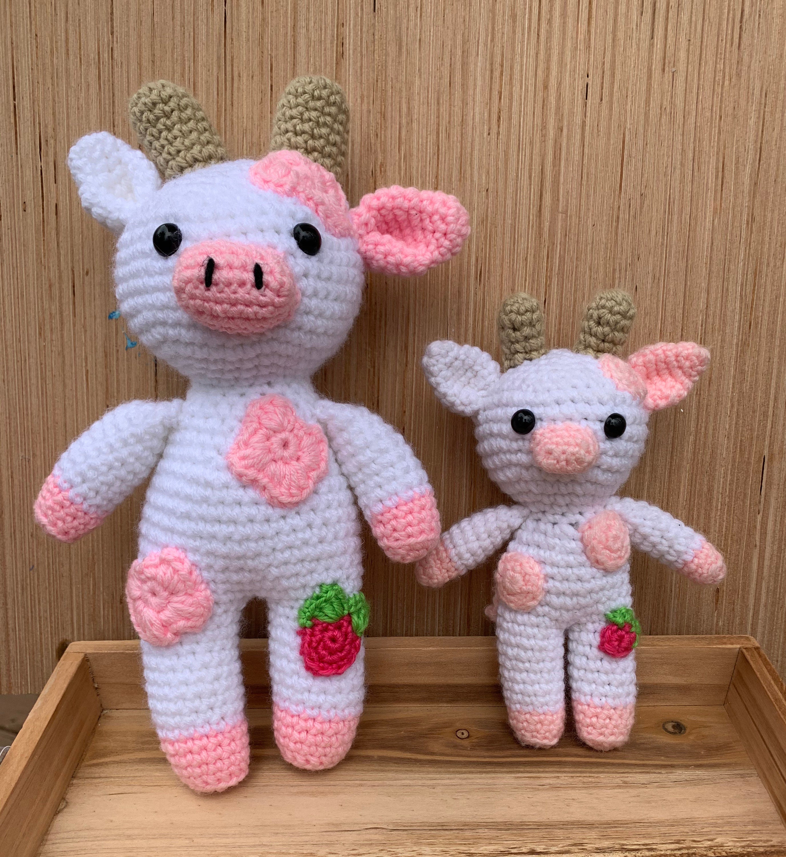 Toys Stuffed Animals & Plushies Cow Handmade Cuddly Crochet Strawberry ...