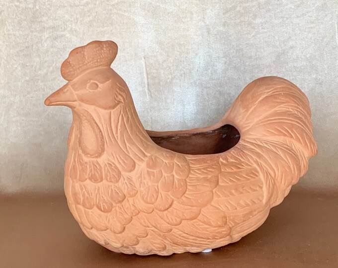 Terra Cotta Red Clay Chicken Planter, US Leisure Clay Hen Planter Pot ...