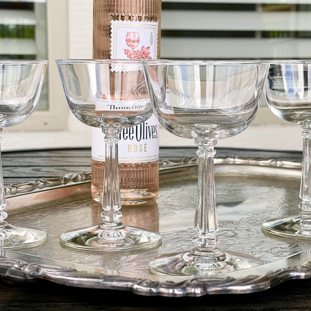 Four 1950s Nick and Nora Cocktail Glasses, Four Retro Craft Cocktail ...