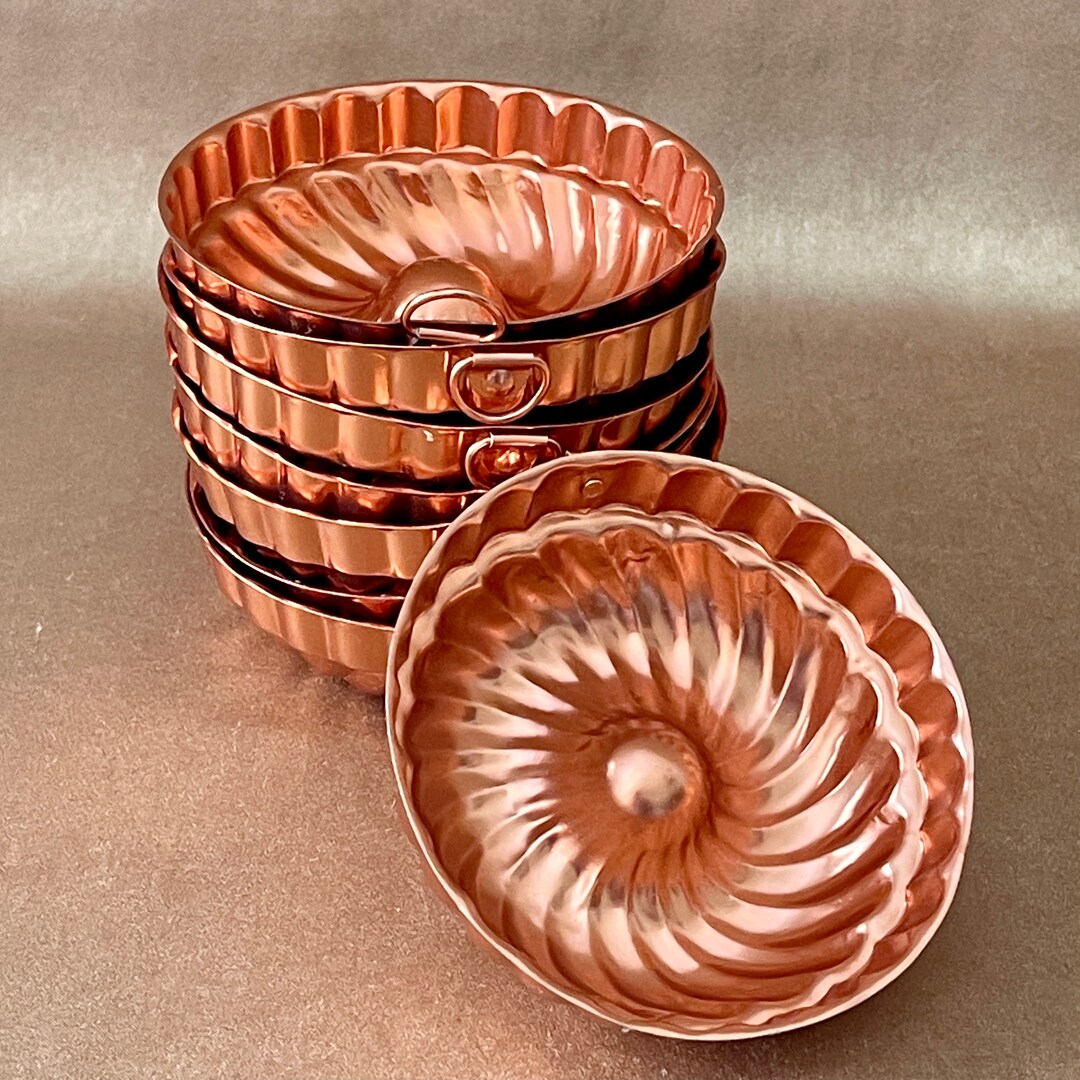 Eight Small Copper Bundt Ring Pans, Mini Copper Molds Desserts Crafts ...