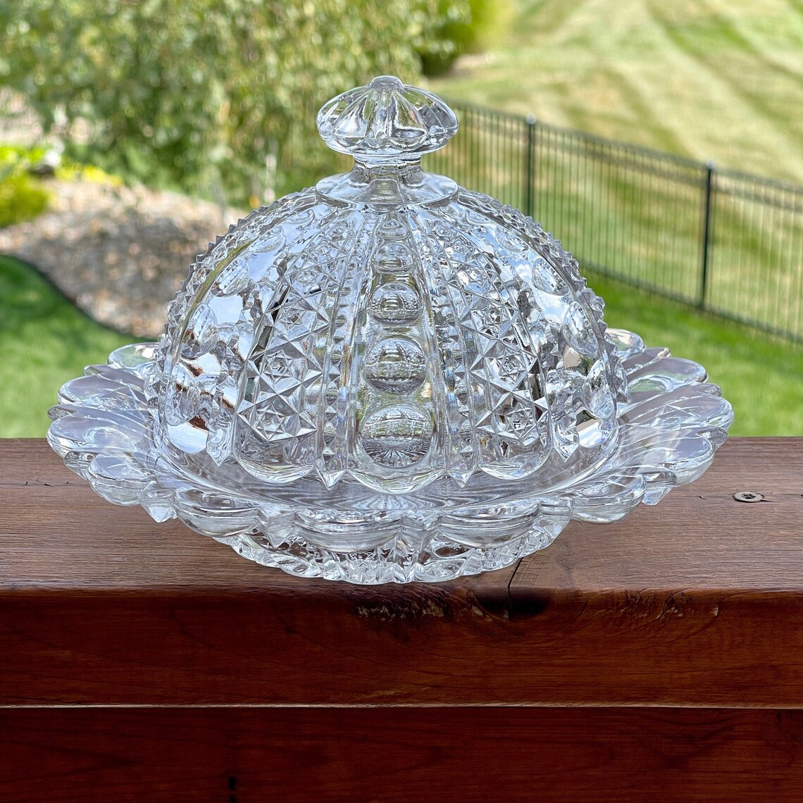 Antique EAPG Round Butter Dish, 1900s Westmoreland Glass Butter Holder ...