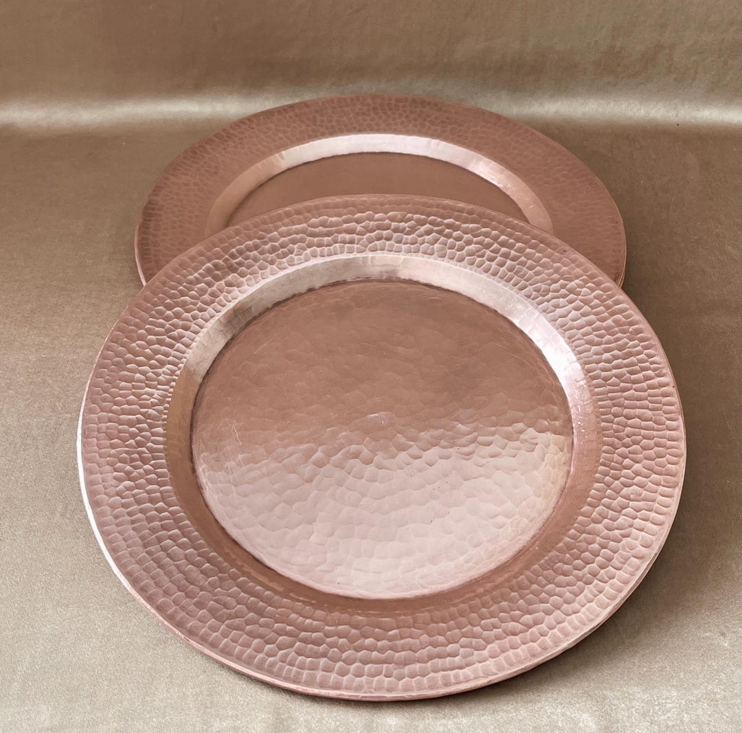 Vintage Hammered Copper Plate Chargers: Mid Century Metal Decor - Etsy
