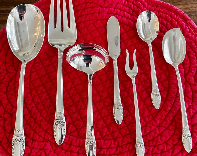 Vintage Rogers Bros First Love Serving Set, Silver Plated Flatware 7 ...