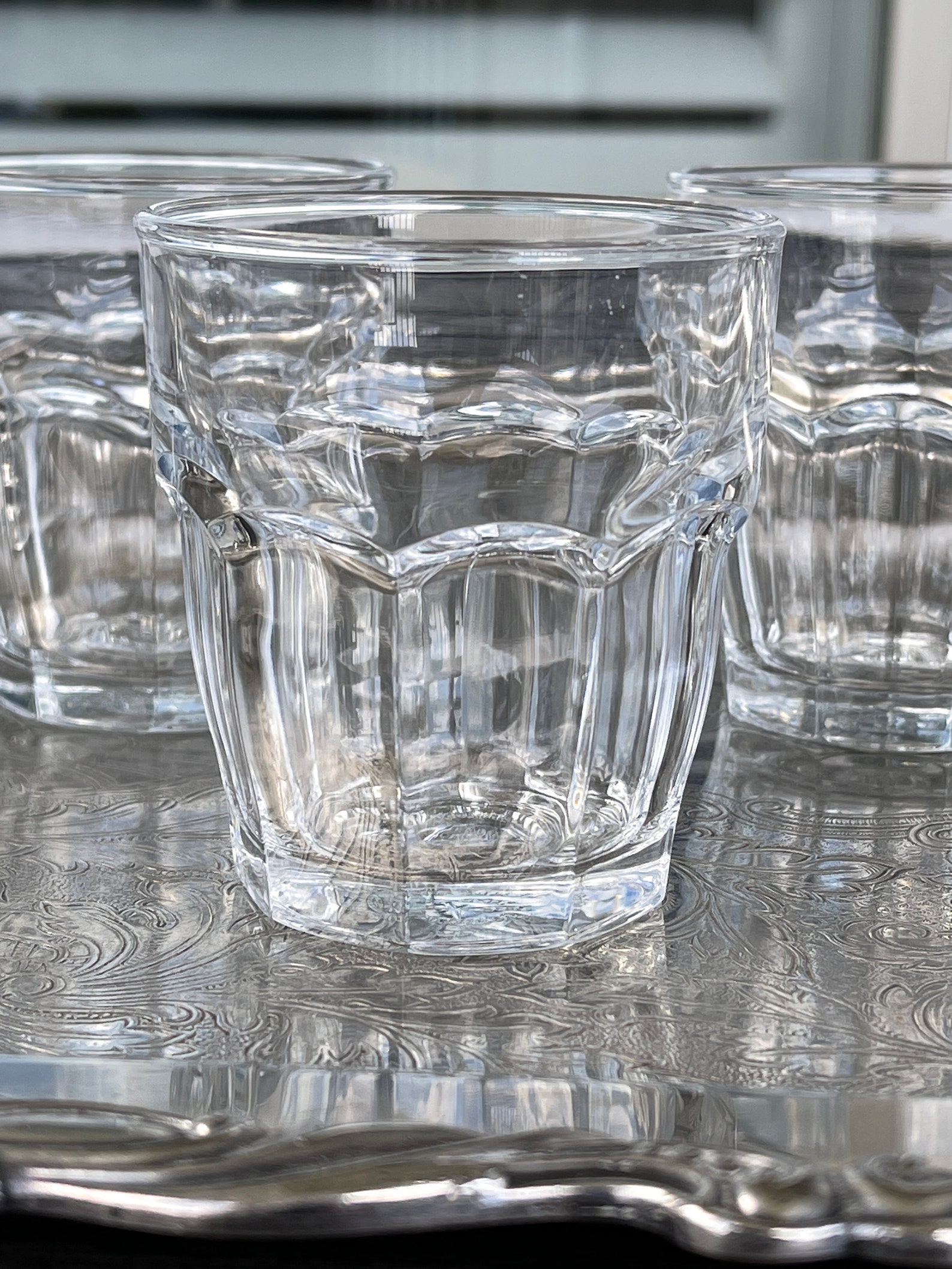 Six Bormioli Stackable Clear Juice Glasses, Half Panel Short Whiskey ...