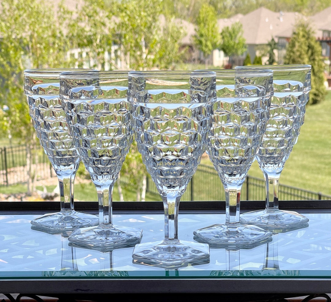 Five Fostoria "american Clear" Wine or Water Glasses, Vintage Stacked ...