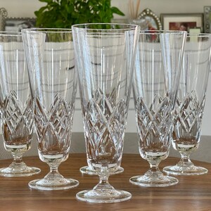 Six Vintage Cut Crystal Pilsner Glasses, Towle Pilsner Glass in ingenue ...