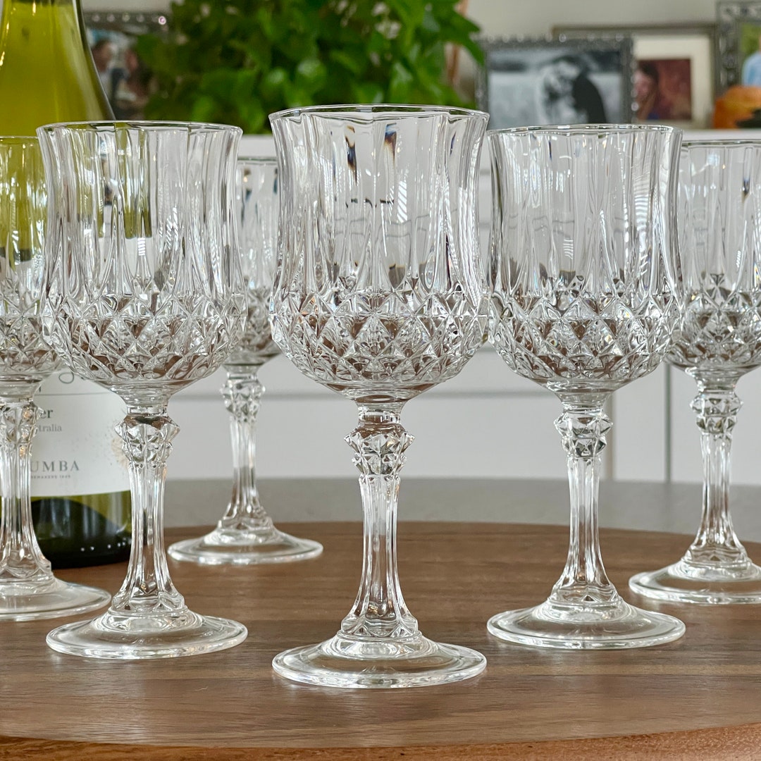 Six Cut Crystal Wine Glasses in Longchamps Pattern Cristal D' Arques ...