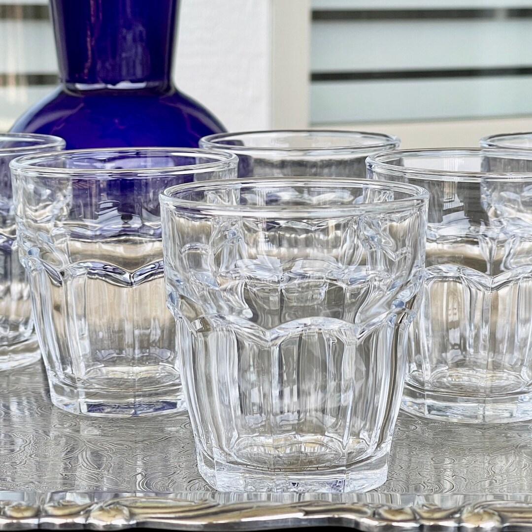 Six Bormioli Stackable Clear Juice Glasses, Half Panel Short Whiskey ...