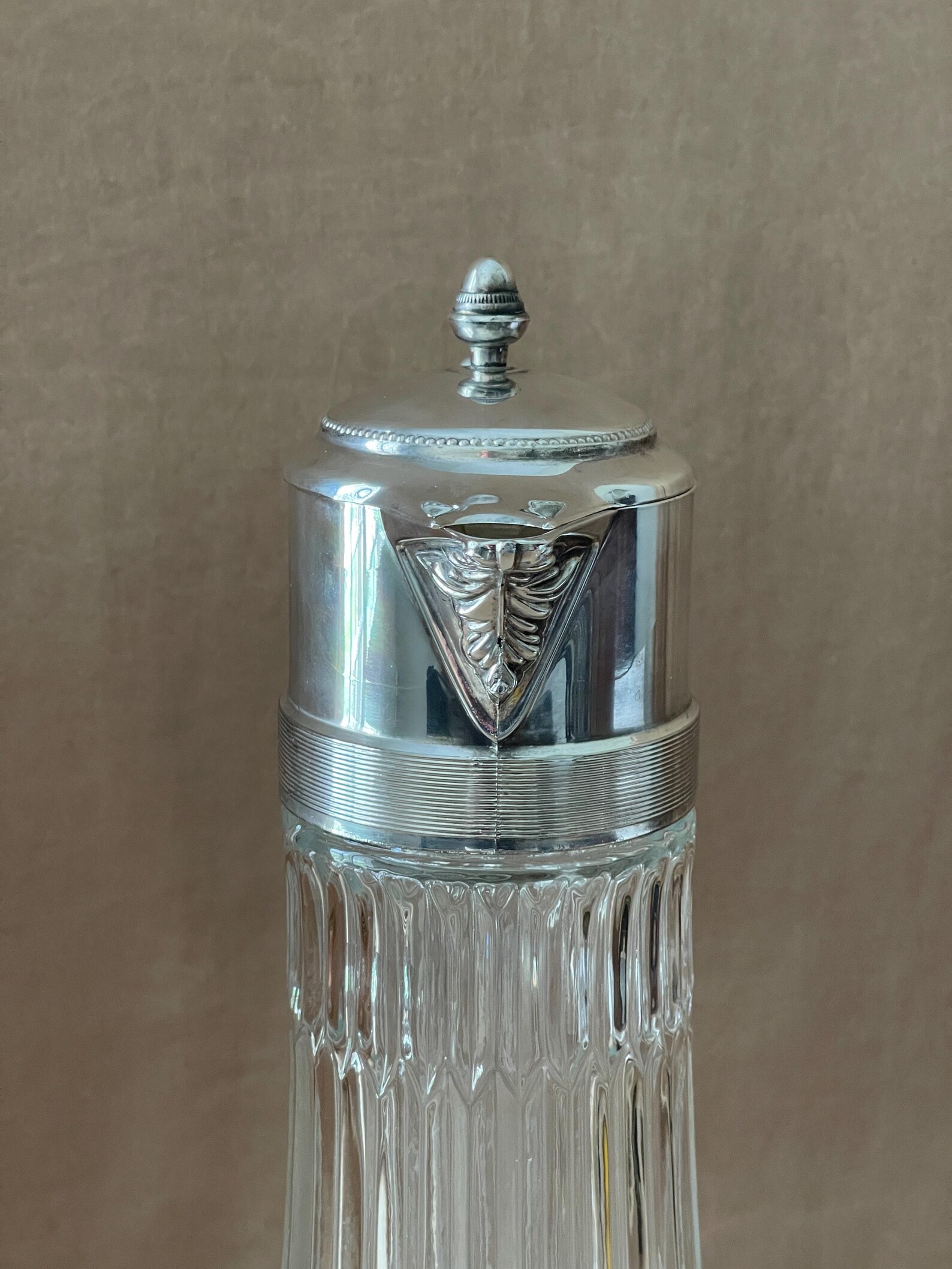 Vintage Crystal and Silver Plate Carafe With Ice Insert, Large Elegant ...