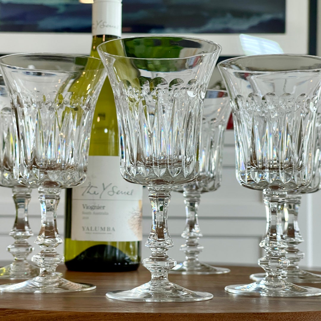 Six Vintage Gorham Crystal Wine Glasses in "demedici" Pattern, Elegant ...