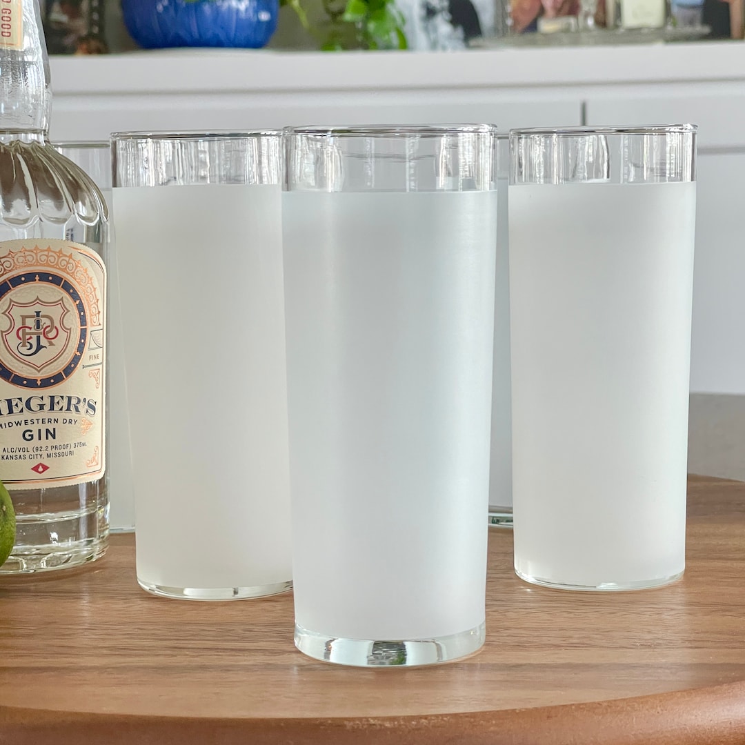 Six Mid Century Tom Collins Cocktail Glasses, Tall Narrow Barware Glass ...