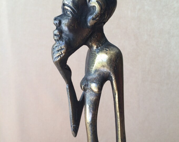Brass Tribal Man Tall Brass Warrior Thinking Tribal Man - Etsy