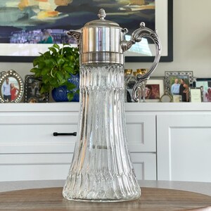Vintage Crystal and Silver Plate Carafe With Ice Insert, Large Elegant ...