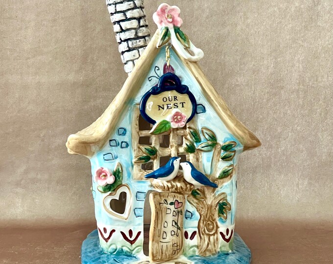 Blue Sky Clayworks "our Nest" Porcelain Candle House, Collectible Hand ...