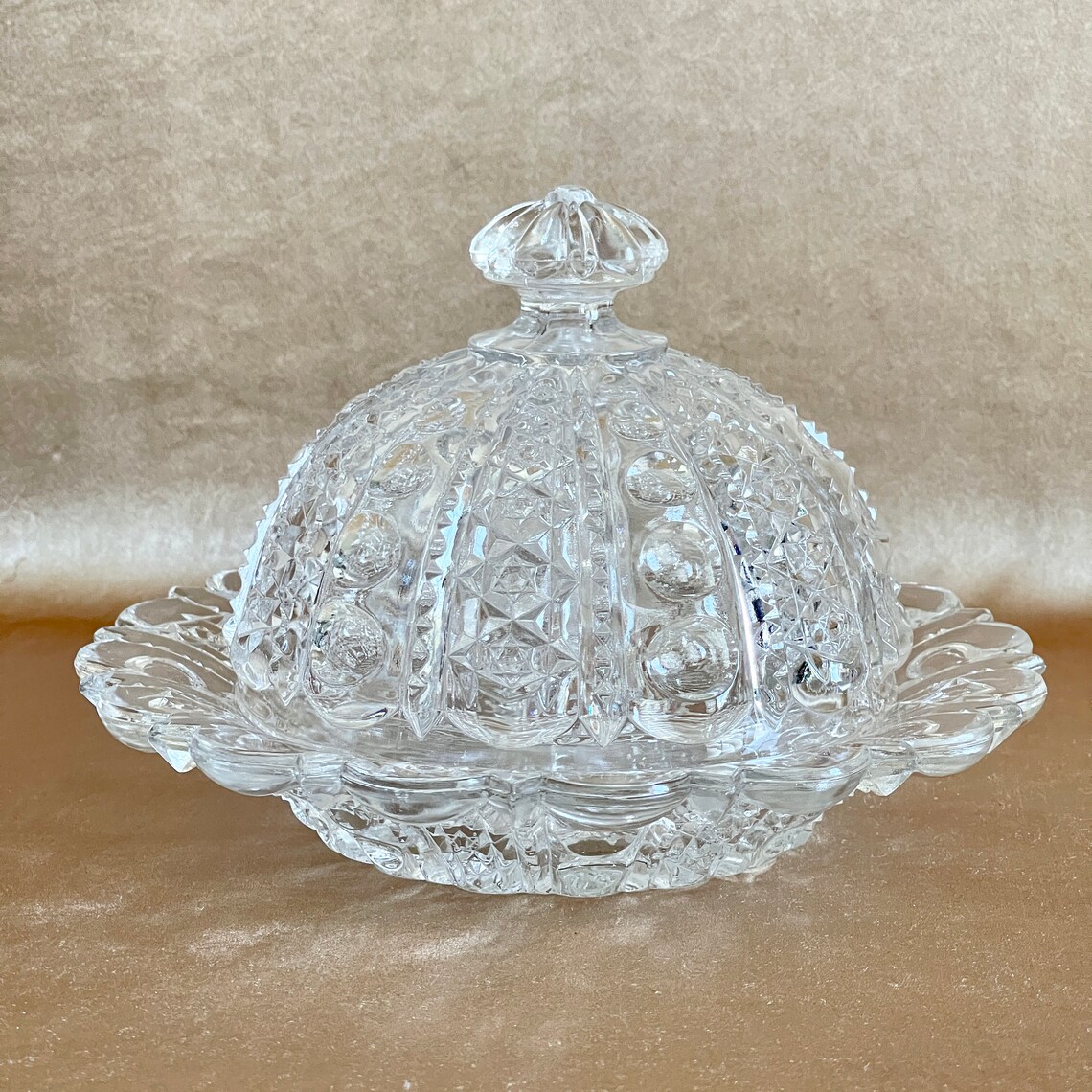 Antique EAPG Round Butter Dish, 1900s Westmoreland Glass Butter Holder ...