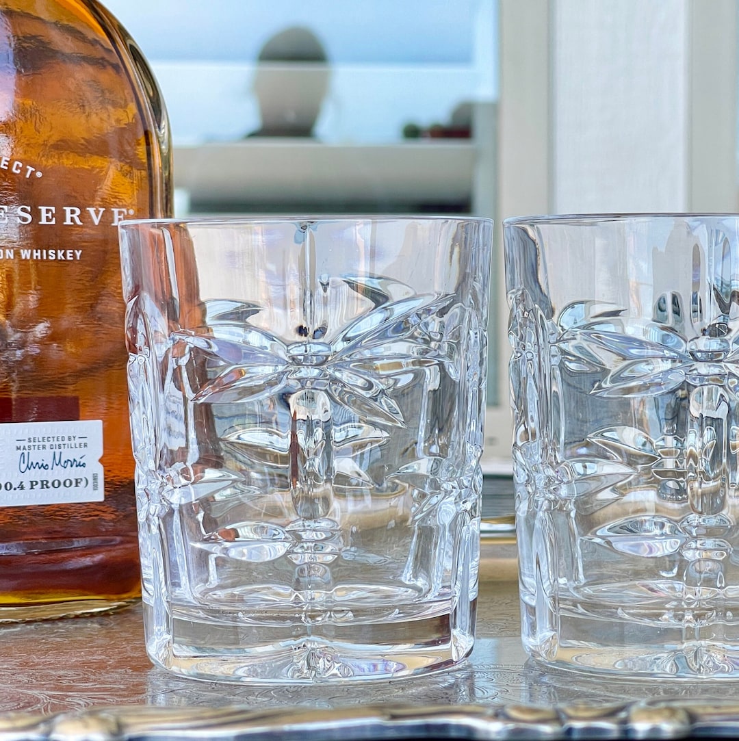 Two Godinger Crystal, "bamboo" Pattern on the Rocks Cocktail Glasses ...