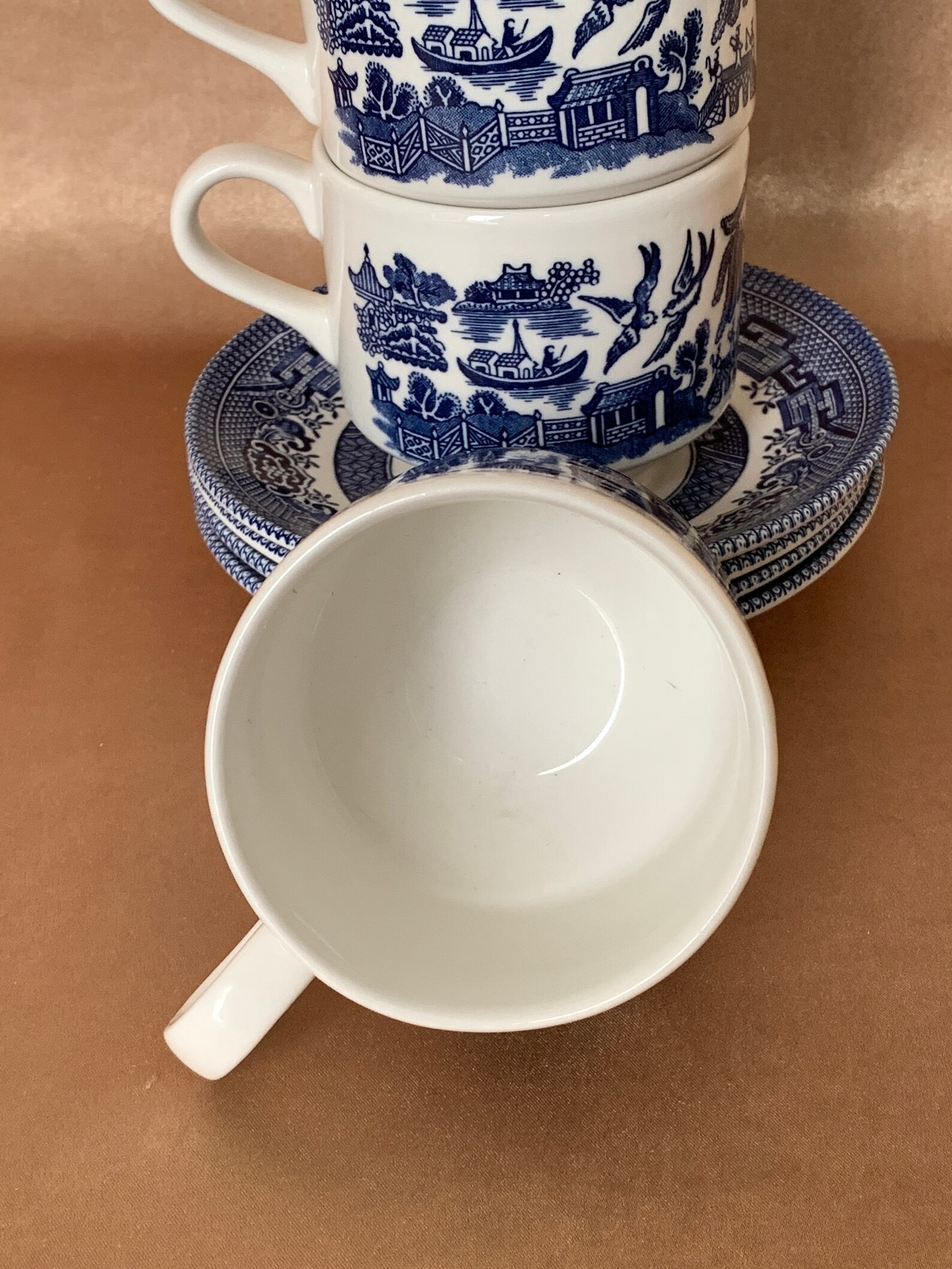 Churchill Blue Willow Georgian Cups and Saucers Vintage Item | Etsy