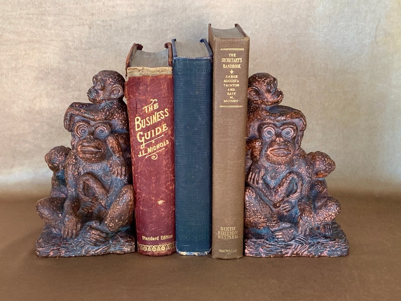 Vintage Monkey Bookends Home Decor Heavy Detailed Sand Resin - Etsy