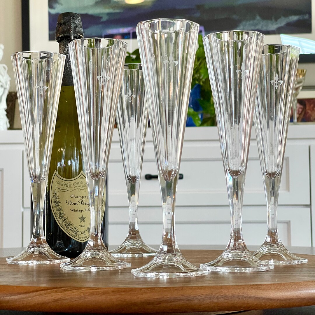 Mikasa Fleur De Lys "fontaine" Champagne Flutes: Set of 6 Etched ...