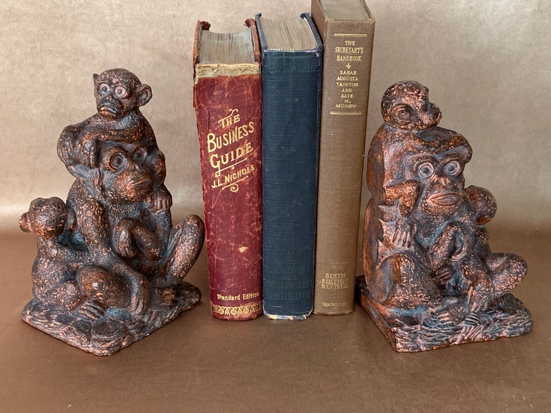 Vintage Monkey Bookends Home Decor Heavy Detailed Sand Resin - Etsy