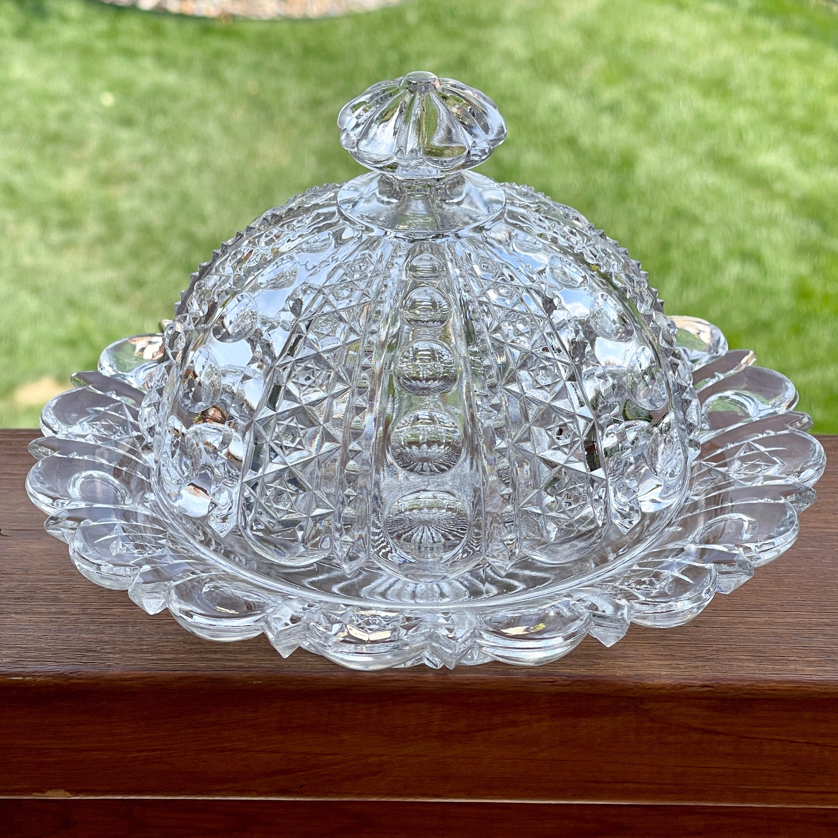 Antique EAPG Round Butter Dish, 1900s Westmoreland Glass Butter Holder ...