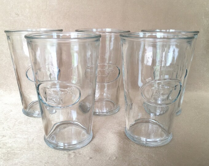 Cow Drinking Glasses, Raised Cow Design, Raised Relief, Clear Cow ...
