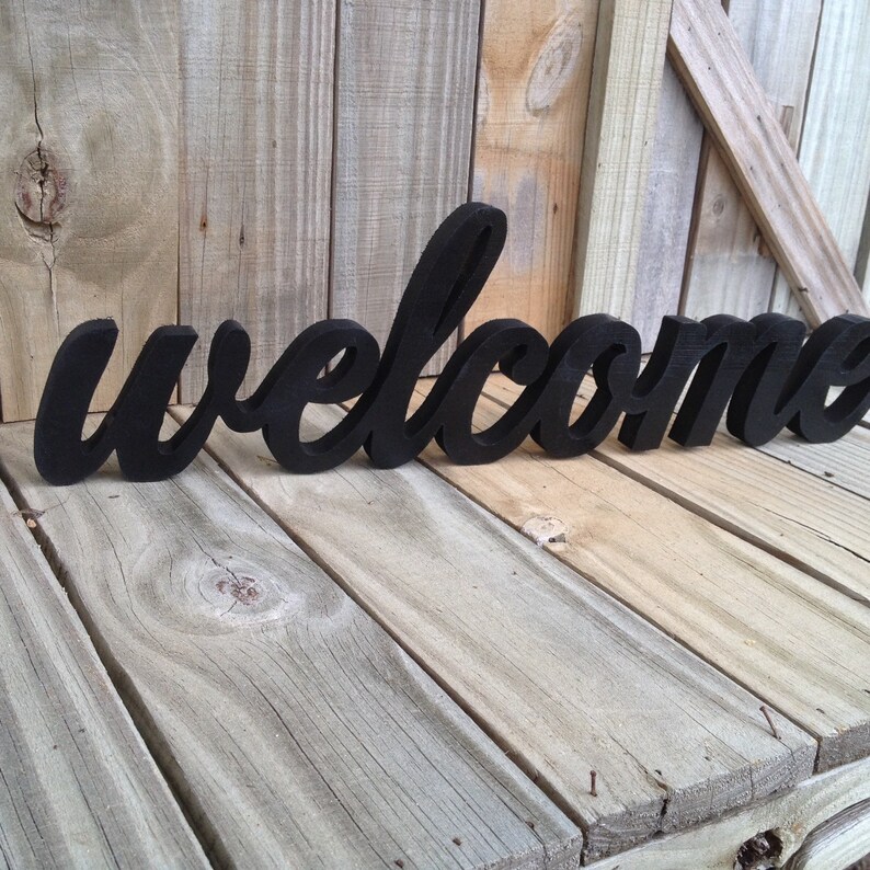 Wooden welcome sign freestanding wall hanginghome decor | Etsy