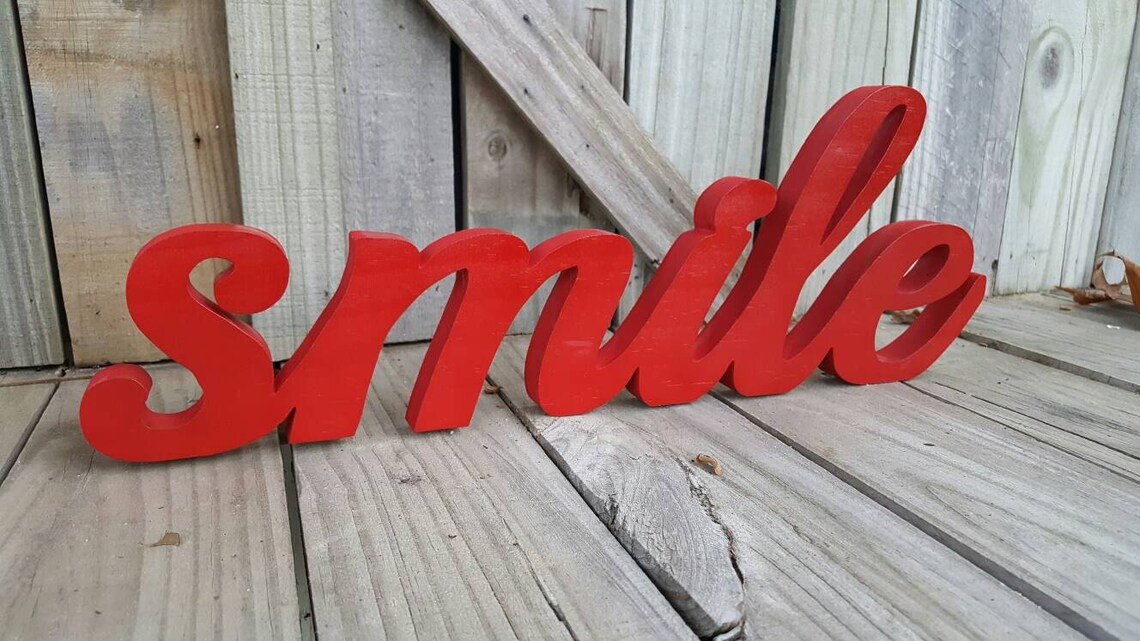 Wood Smile Sign Wall Hanging Freestanding. Home Decor Wall | Etsy