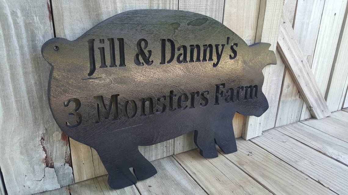 Wooden Pig Wooden Pig Signwall Decor Pig Sign - Etsy