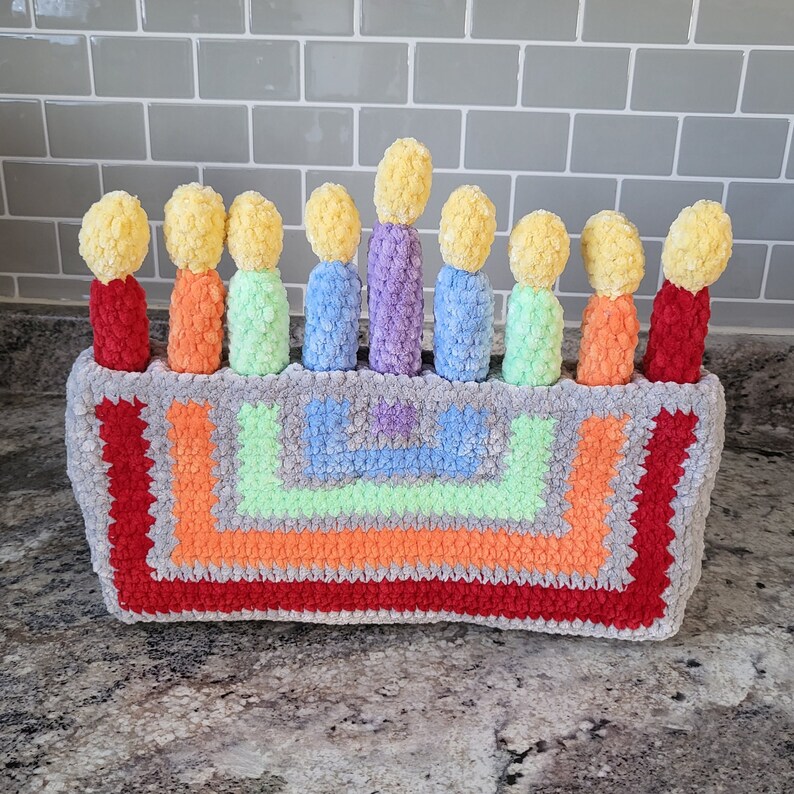 Pattern Crochet Rainbow Menorah Plushie - Etsy